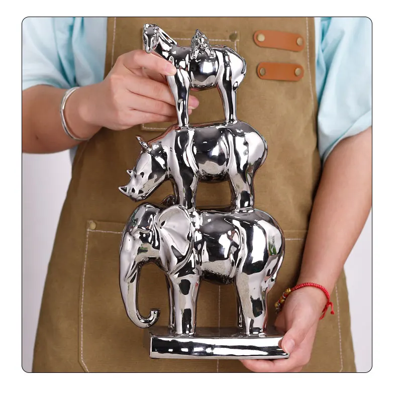 Redeco 2023 New Trend Modern Style Elephant Statue Silver Color Animal ...