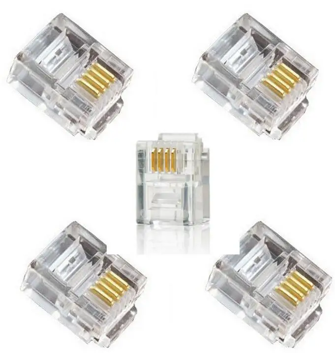 Rj11 Rj12 Unshielded Telephone Pluf4p4c 6p4c 6p2c Telephone Wire Connector Gold Plated Connector ...