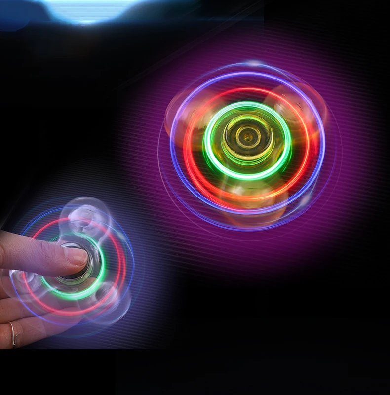 Luminous LED Hand Spinner Toy Transparent Finger Fingertip ...