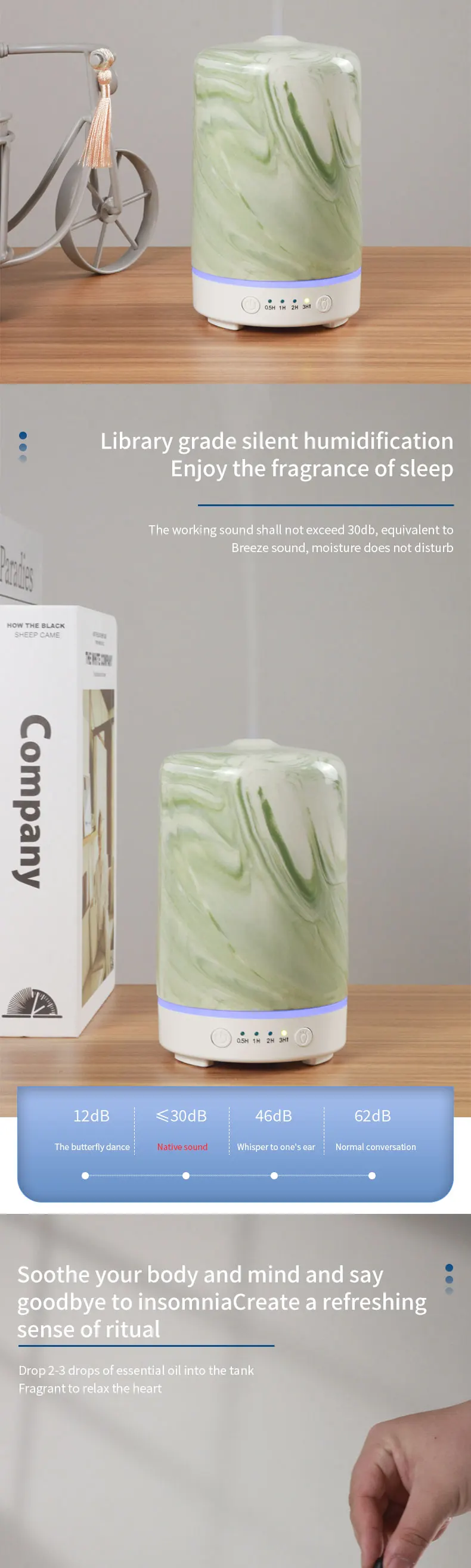 Customized Green Ink Effect Ceramic 100ml Ultrasonic Mini Humidifier ...