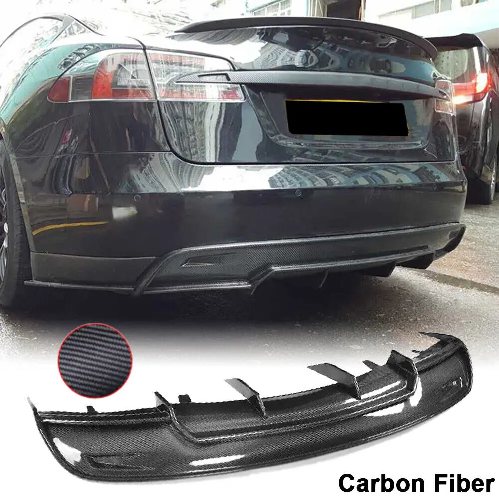 Carbon Fiber Rear Bumper Diffuser For Tesla Model S 2012-2016 Body Kit ...