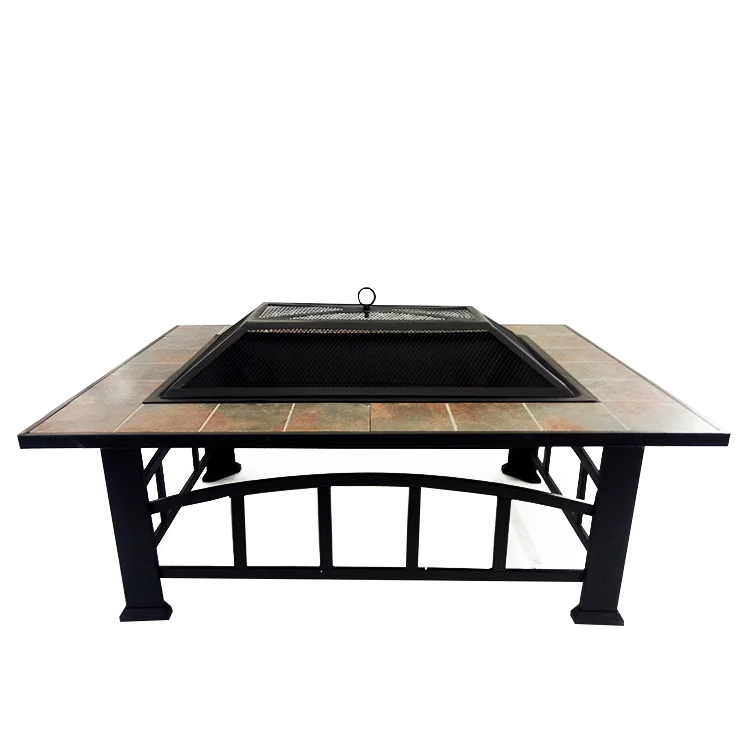 3-in-1 Bbq Fire Pit Table Patio Ceramic Charcoal Grills Real Slate ...