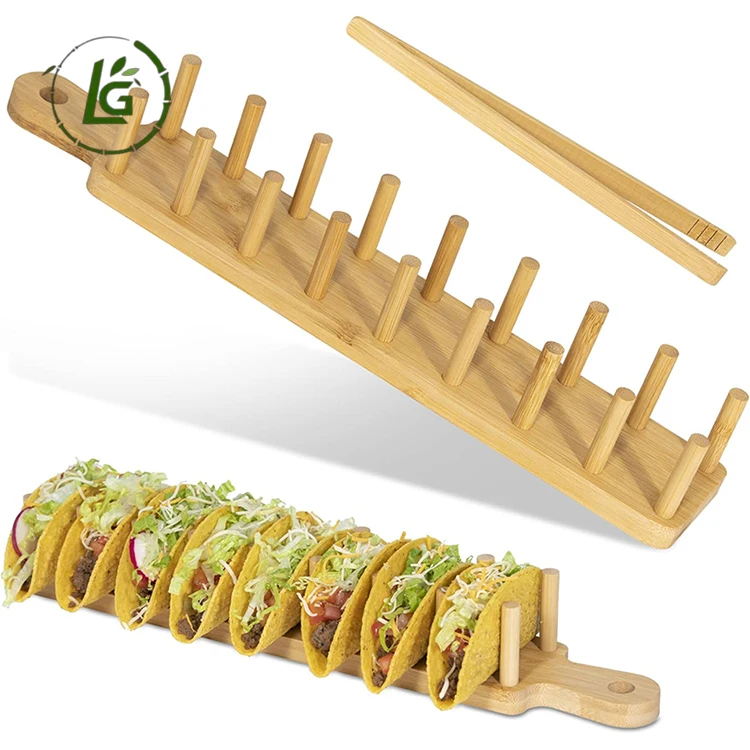 Legend New Design Taco Bar Serving Set Japanese Taco Rack Bamboo Wooden ...