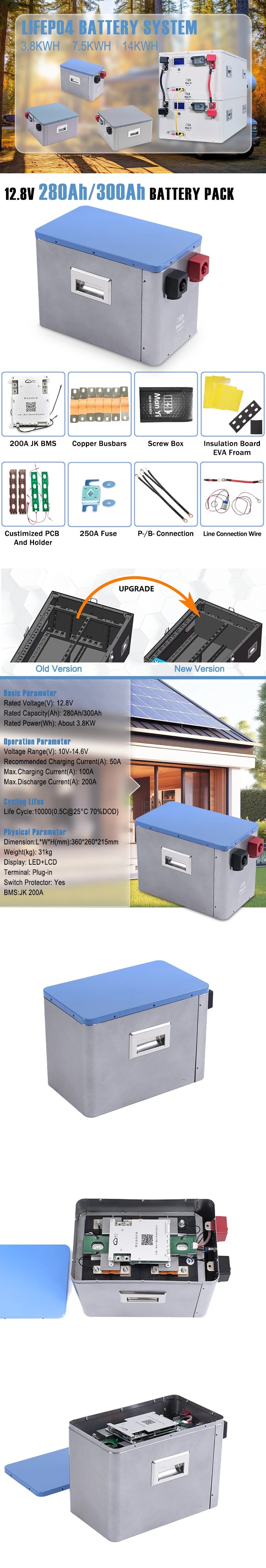 MANYI EU Stock 12V 280ah Lifepo4 Battery Pack - 3.8KW