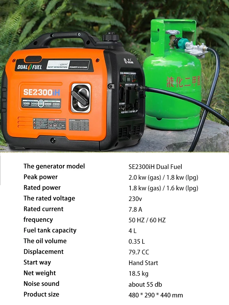 Pure Sine Wave Gasoline Inverter Generator 5kw Dual Fuel Epa Diesel ...