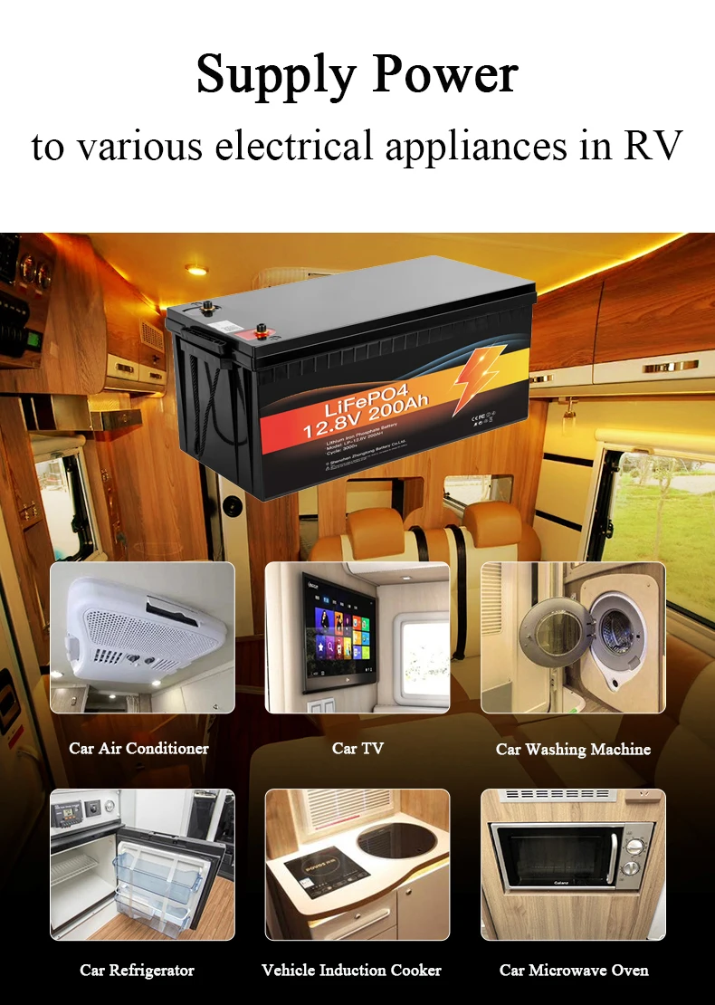 Avepower Rectangular Lithium Ion Phosphate Battery Pack 12.8V 200Ah ...