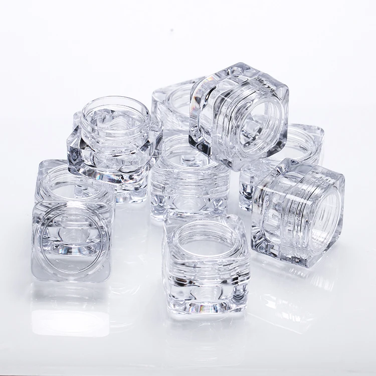 Square Transparent Cosmetic Nail Art Powder Jar 5g Plastic Cosmet ...