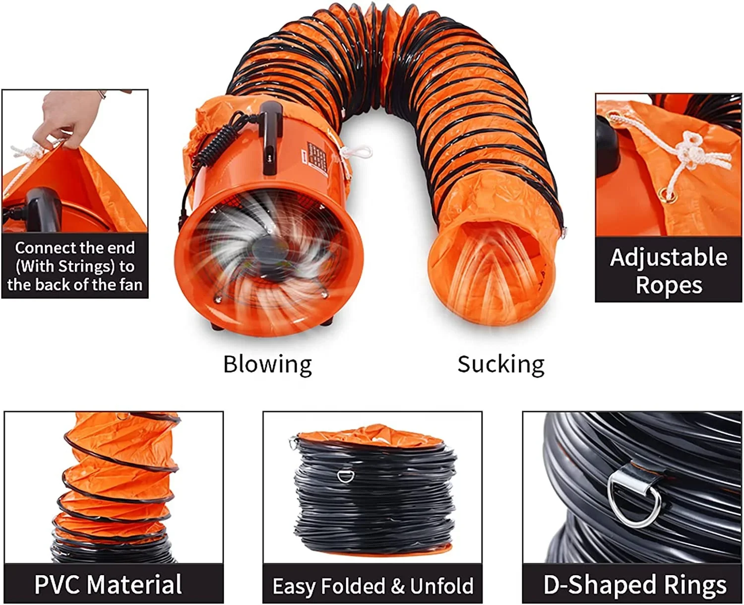 8 Inch Portable Ventilator - Heavy Duty Confined Space Blower