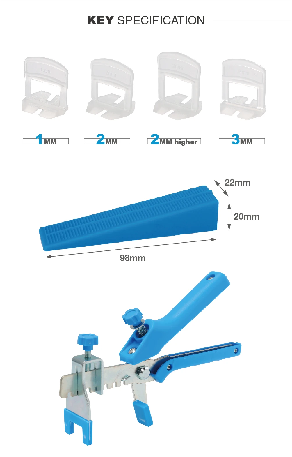 Self-leveling Tiling Spacer Reusable Tile Leveling System 1mm For ...
