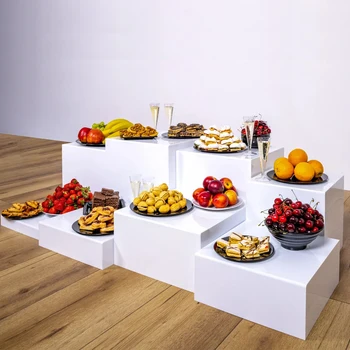 Bespoke White Acrylic Display Cube Buffet Stand Set Lucite Event Food ...