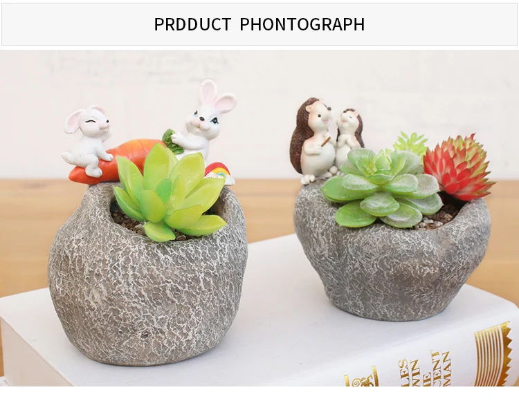Roogo Cute Fairy Garden Miniature Stone Bunny Hedgehog Frog Bee Animal ...