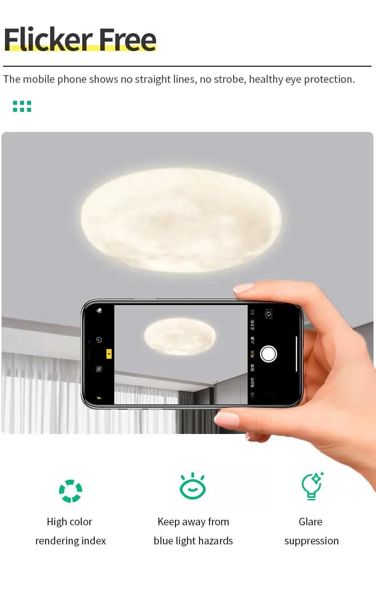 Modern Ceiling Moon Light - LED Lamp with 3000K/4000K/6000K