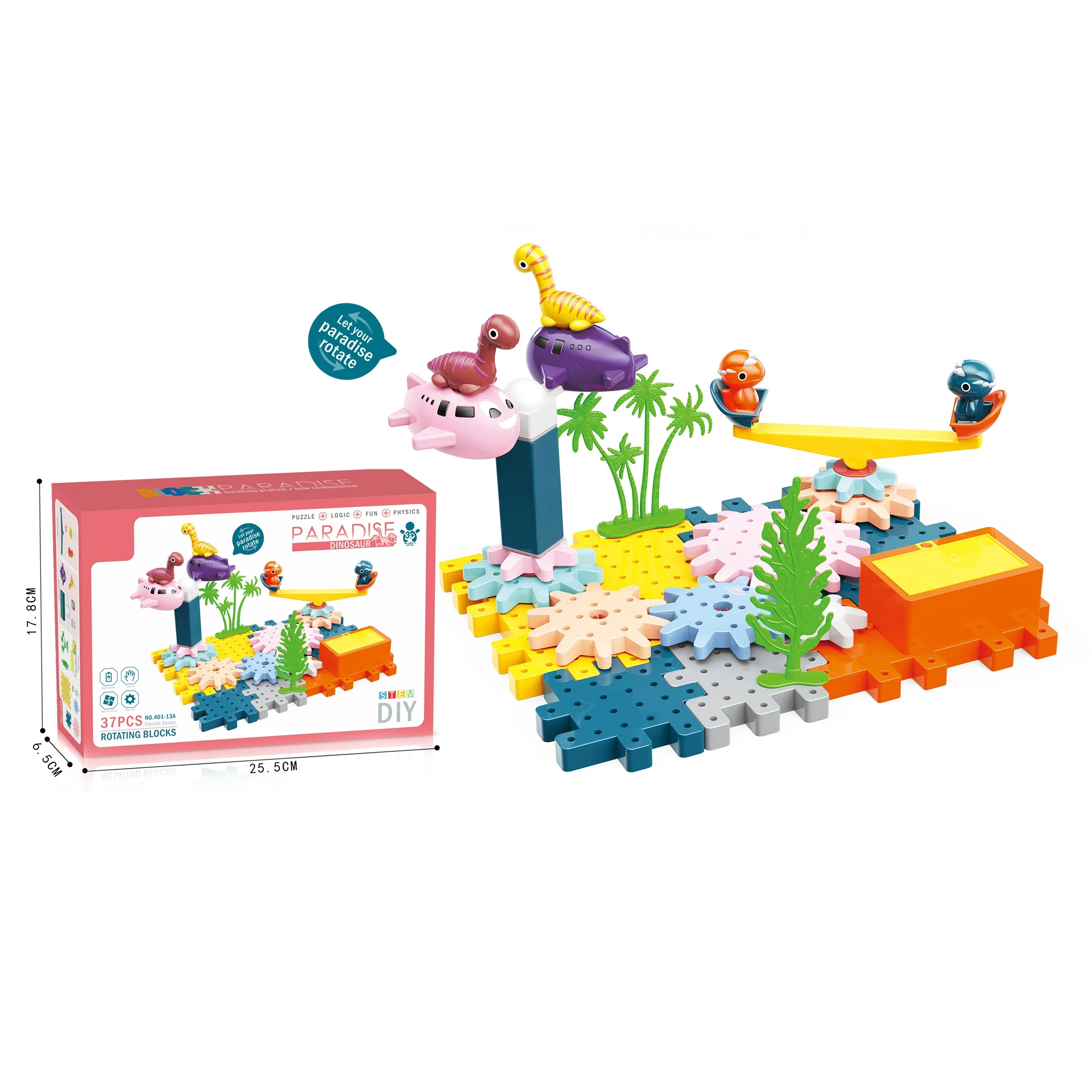 2023 New Creative Dinosaur Gear Building Blocks Park Set Electricity ...