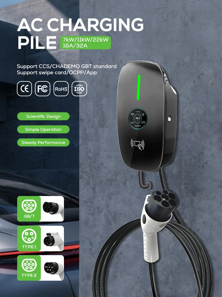 7kw Smart Gb/t Wallbox Wall-mounted Fast Ev Charger For Home Electric ...