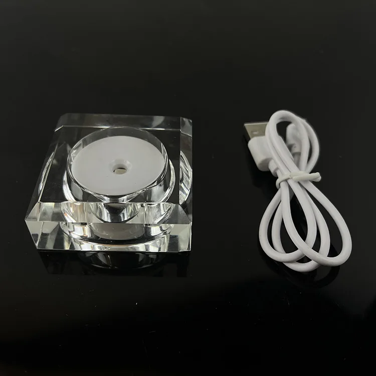 Rechargeable Clear Crystal Square Base Led Light Base For Ball Or Globe ...