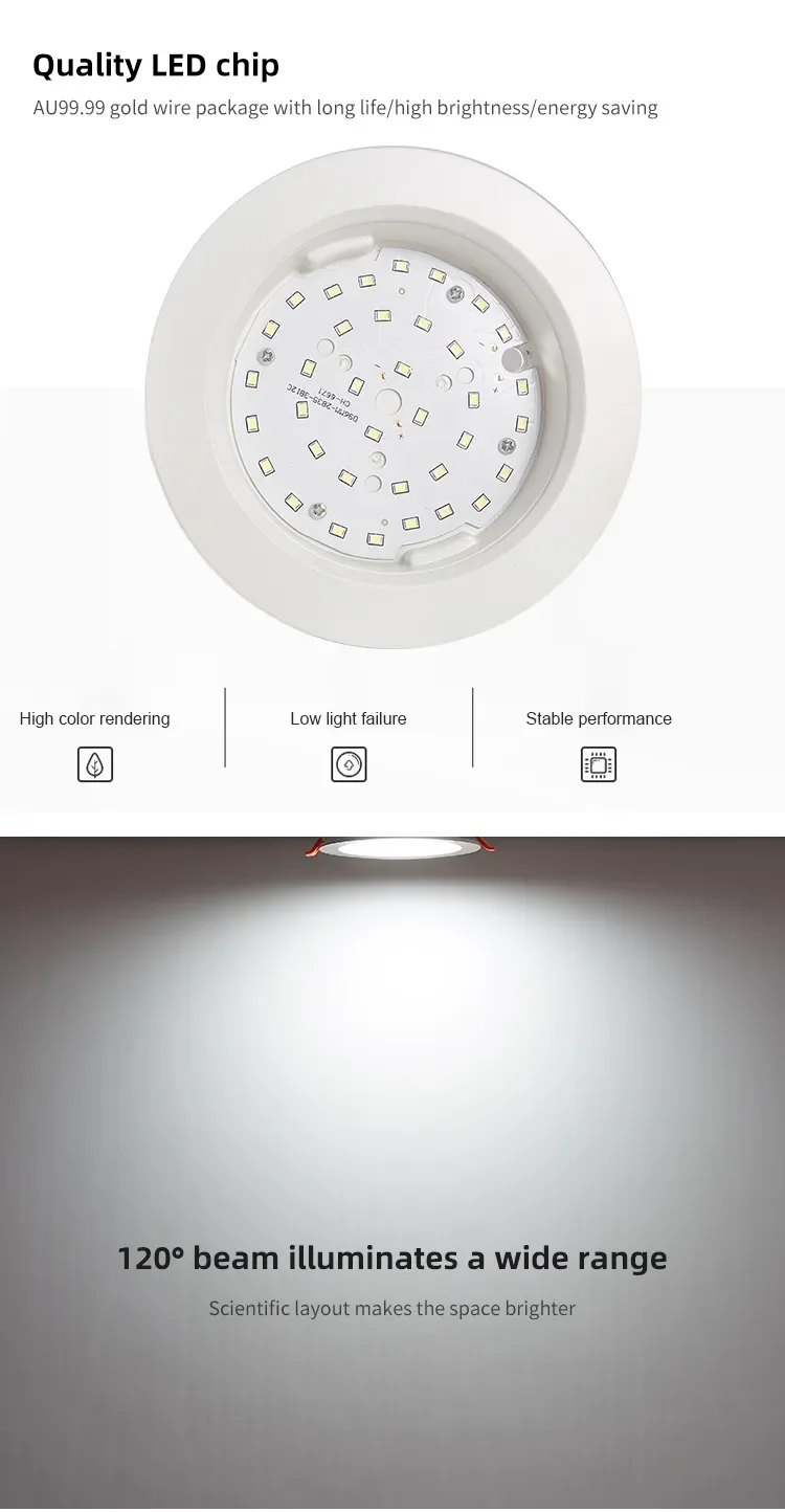 Professional Flush Mount Round Flat Led Panel Light Downlight With High ...