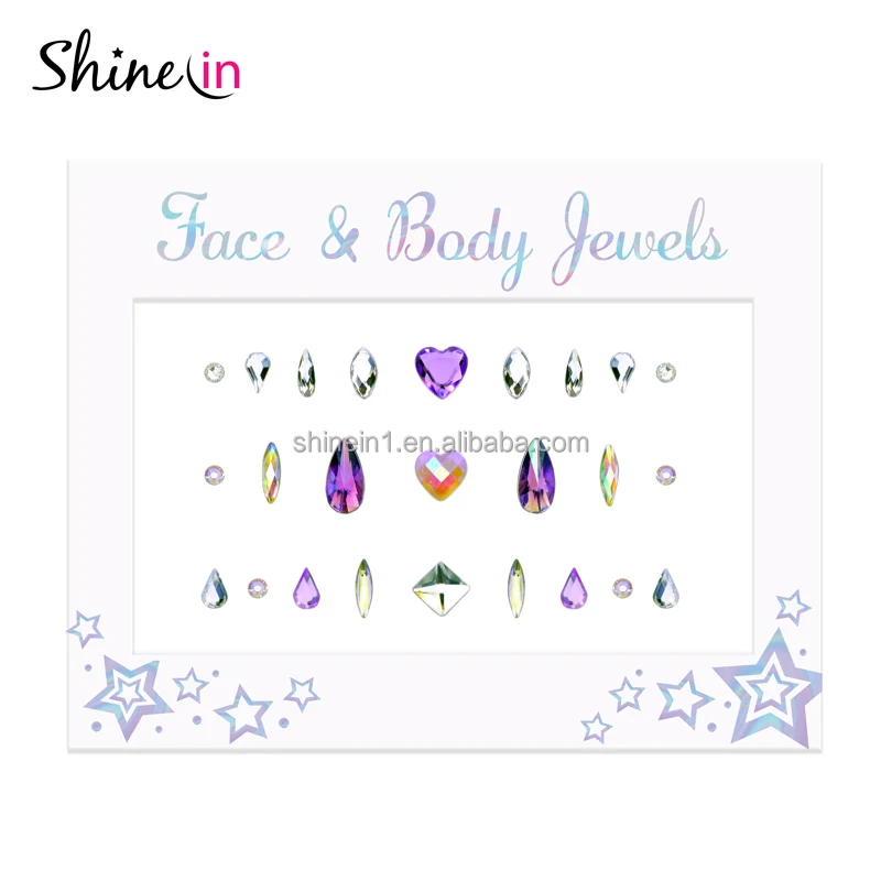 Custom Design Pink Heart Shape Body Art Gem Blue Star Shape Temporary ...