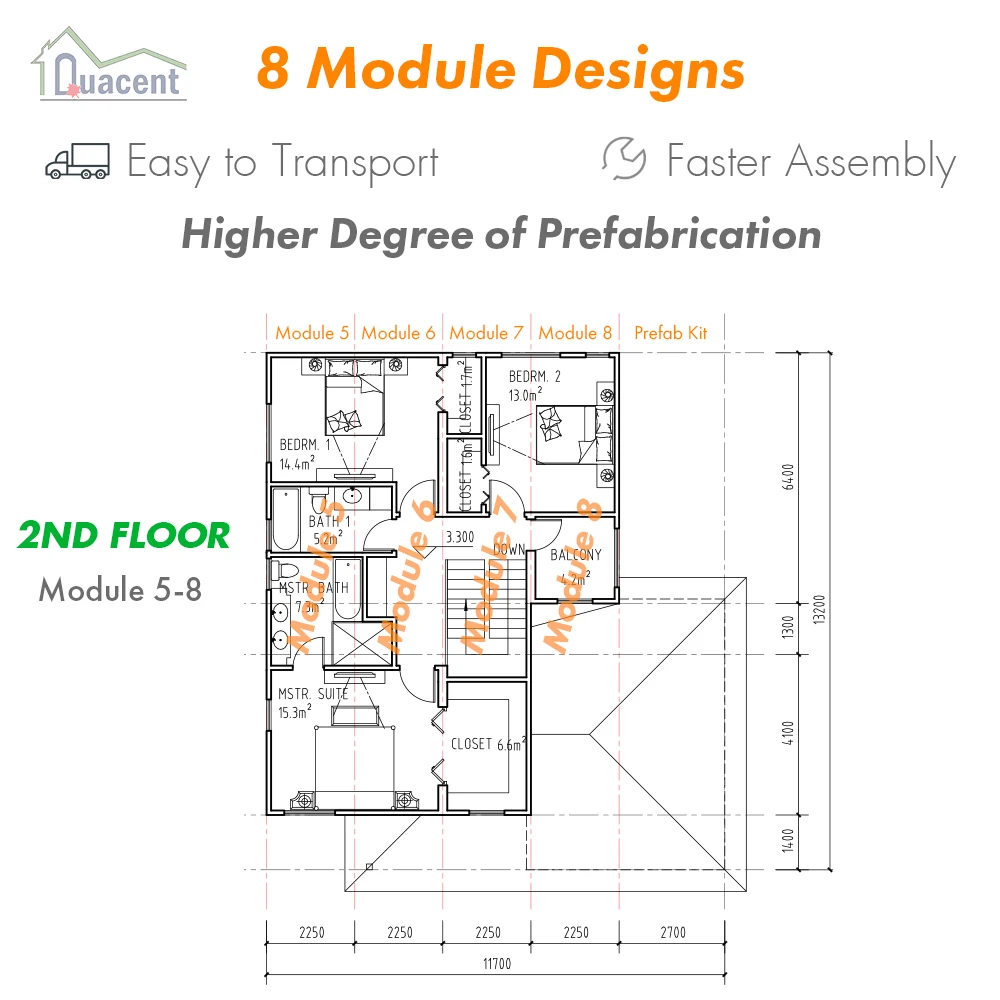 222 SQM 3 Bedroom 8 Module Design Price Pre Fab Home Casas Modern ...