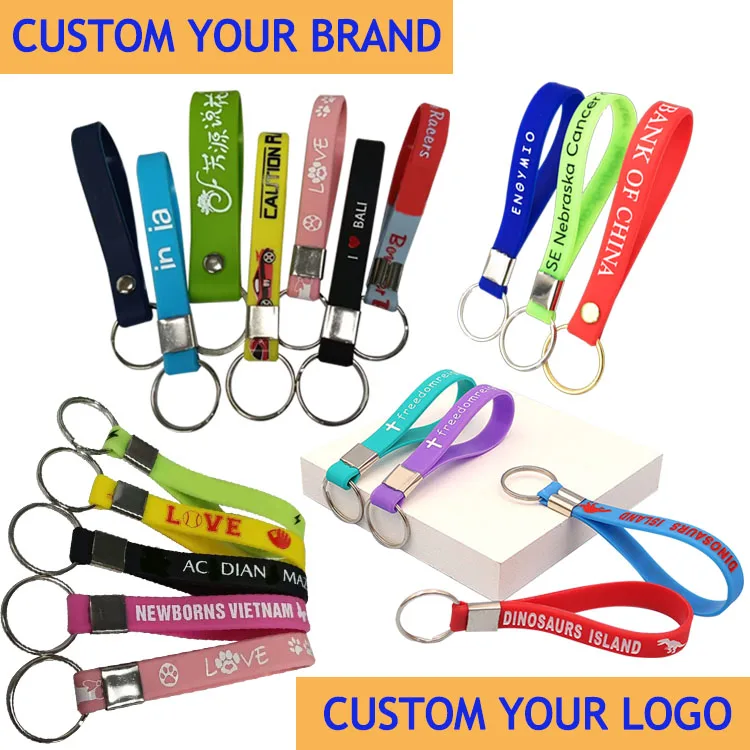 Customizable Silicone Wristband Keychain - Durable & Stylish