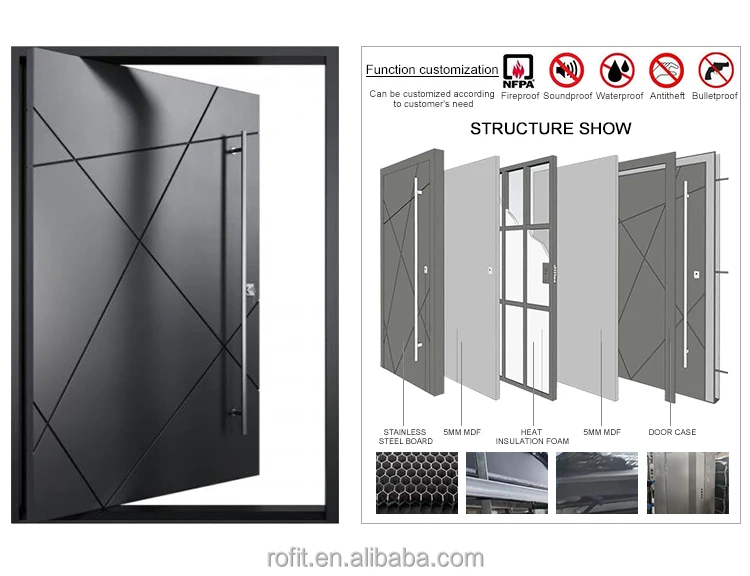 Customized Villa Luxury Solid Wood Exterior Door Main Entrance Pivot ...