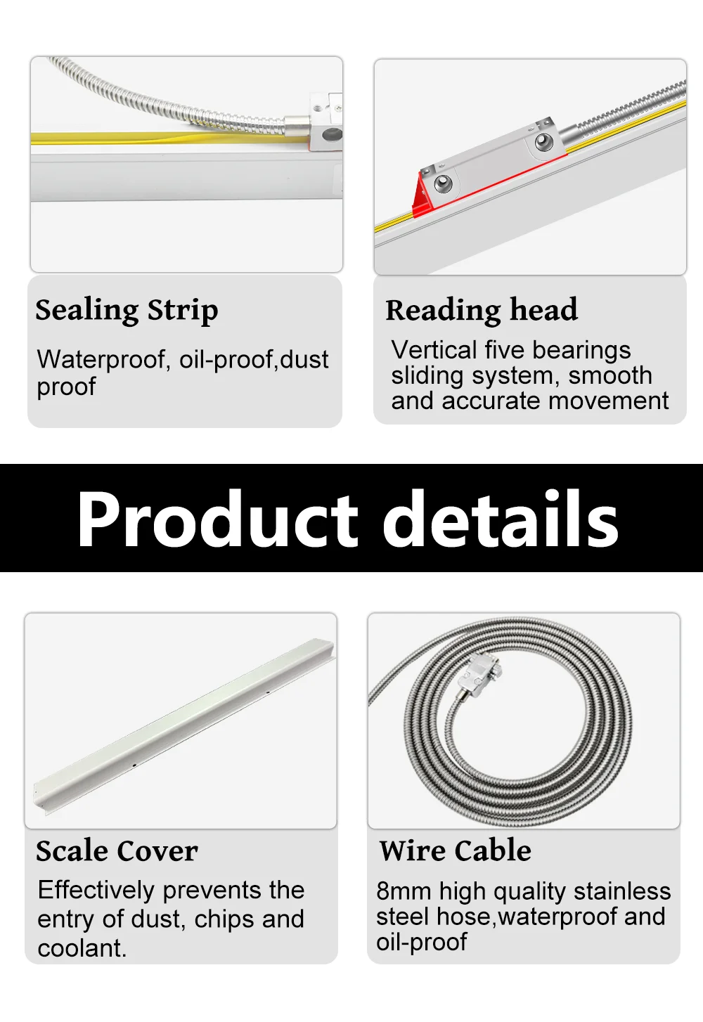 Dro Digital Readout Linear Scale Encoder 50 3000mm Optical Glass Scale