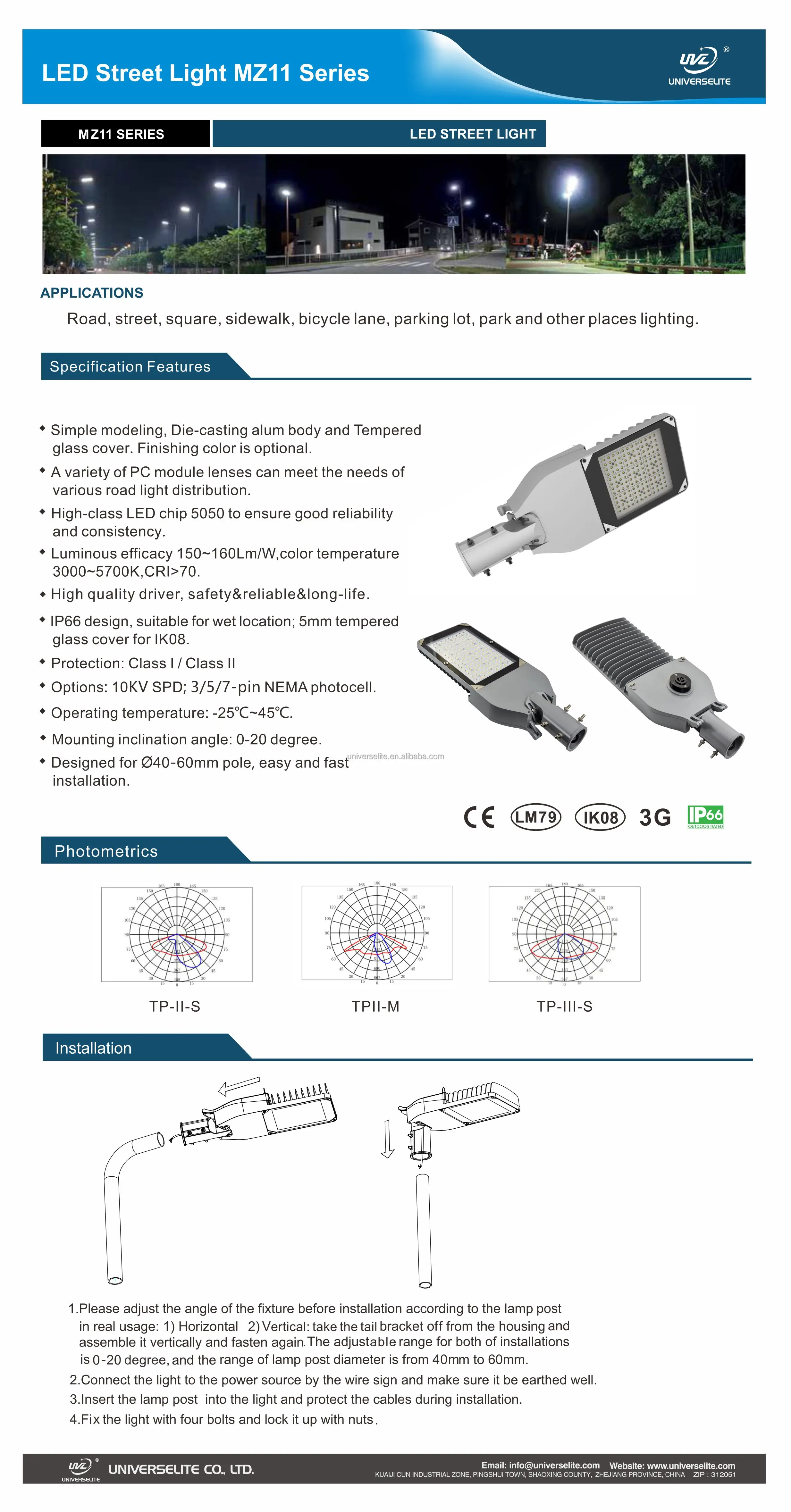 Outdoor Class Ii Led Street Light 200w Ip66 Ce Certified Road Lighting ...