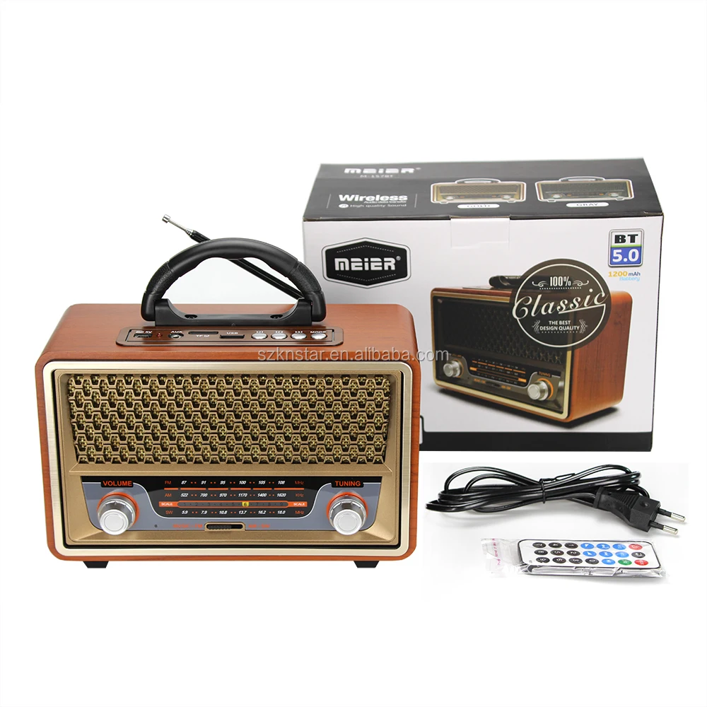 Wooden Retro Radio Usb Tf Aux Mp3 Radio Li Ion Rechargeable Battery ...