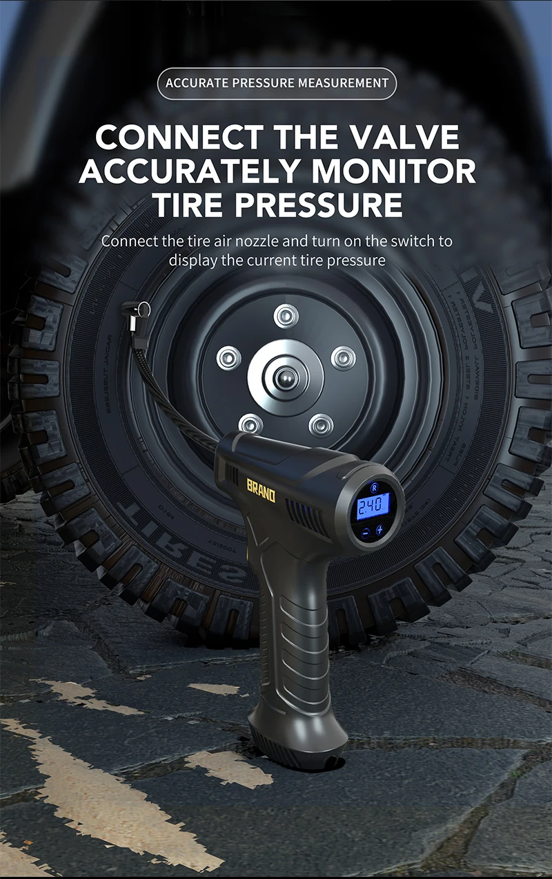 Metal Airmoto Air Pump - Portable 12V Tire Inflator 150W