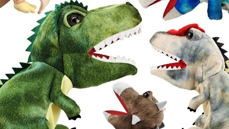 Dinosaur Puppet Dino Hand Puppet Plush Simulate Dinosaur Head Hand ...