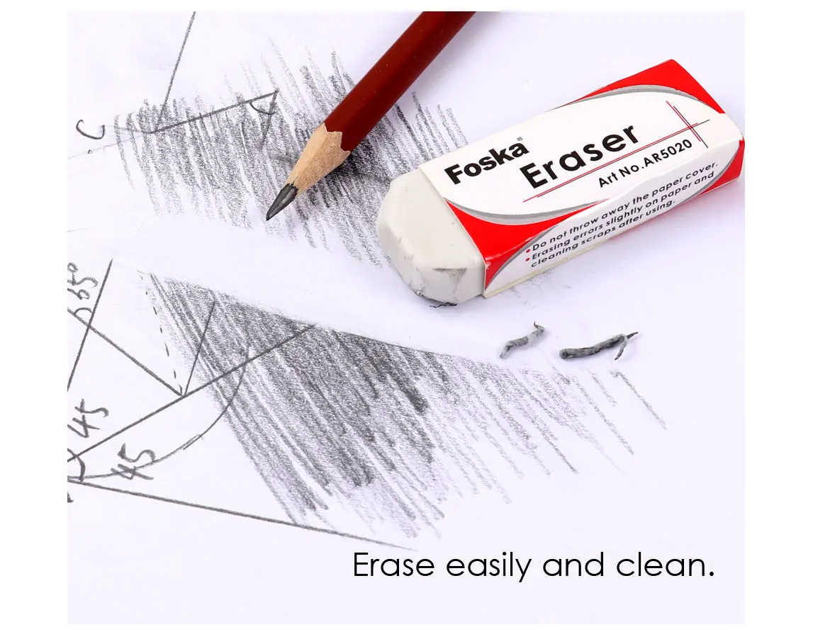 Foska White Soft TPR School Pencil Eraser - Different Sizes