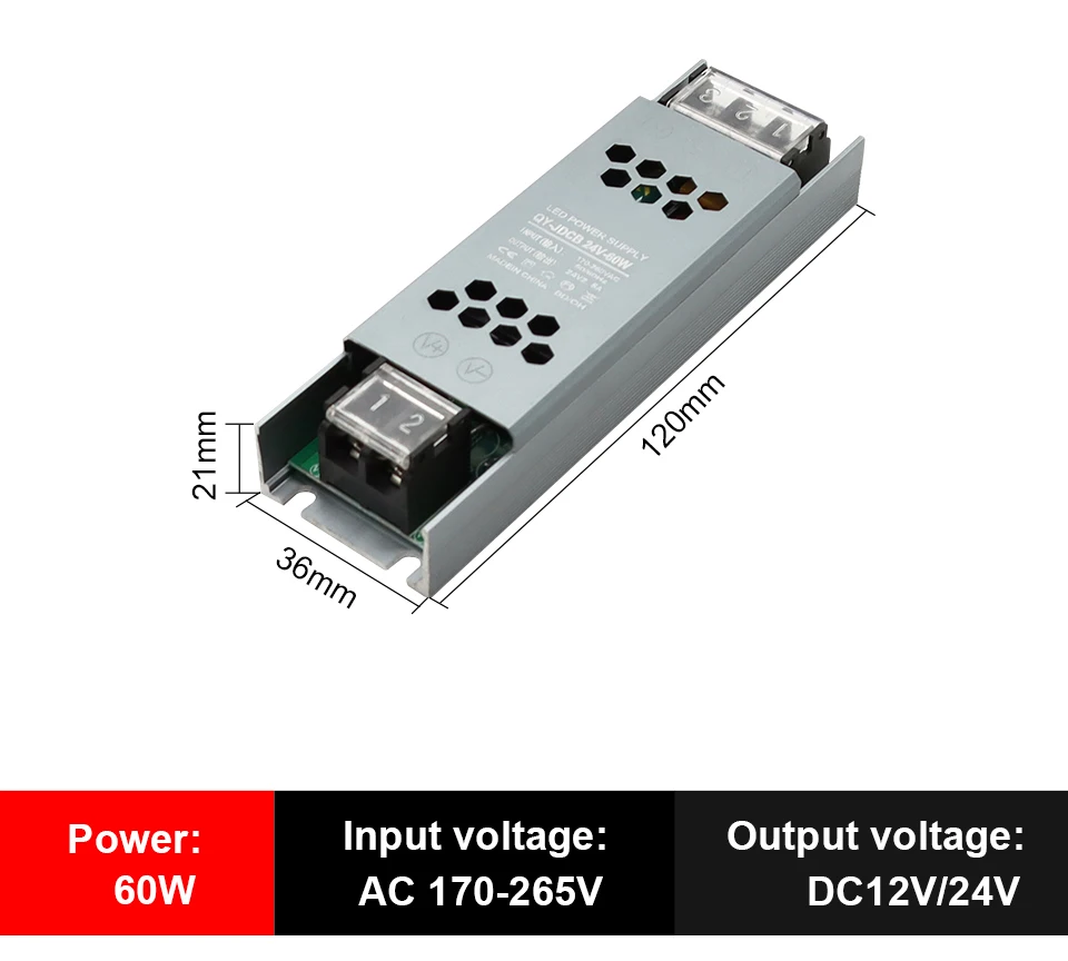 OMCH Ultra-Thin LED Power Supply 12V 24V 60W-400W LED Strip Lighting ...