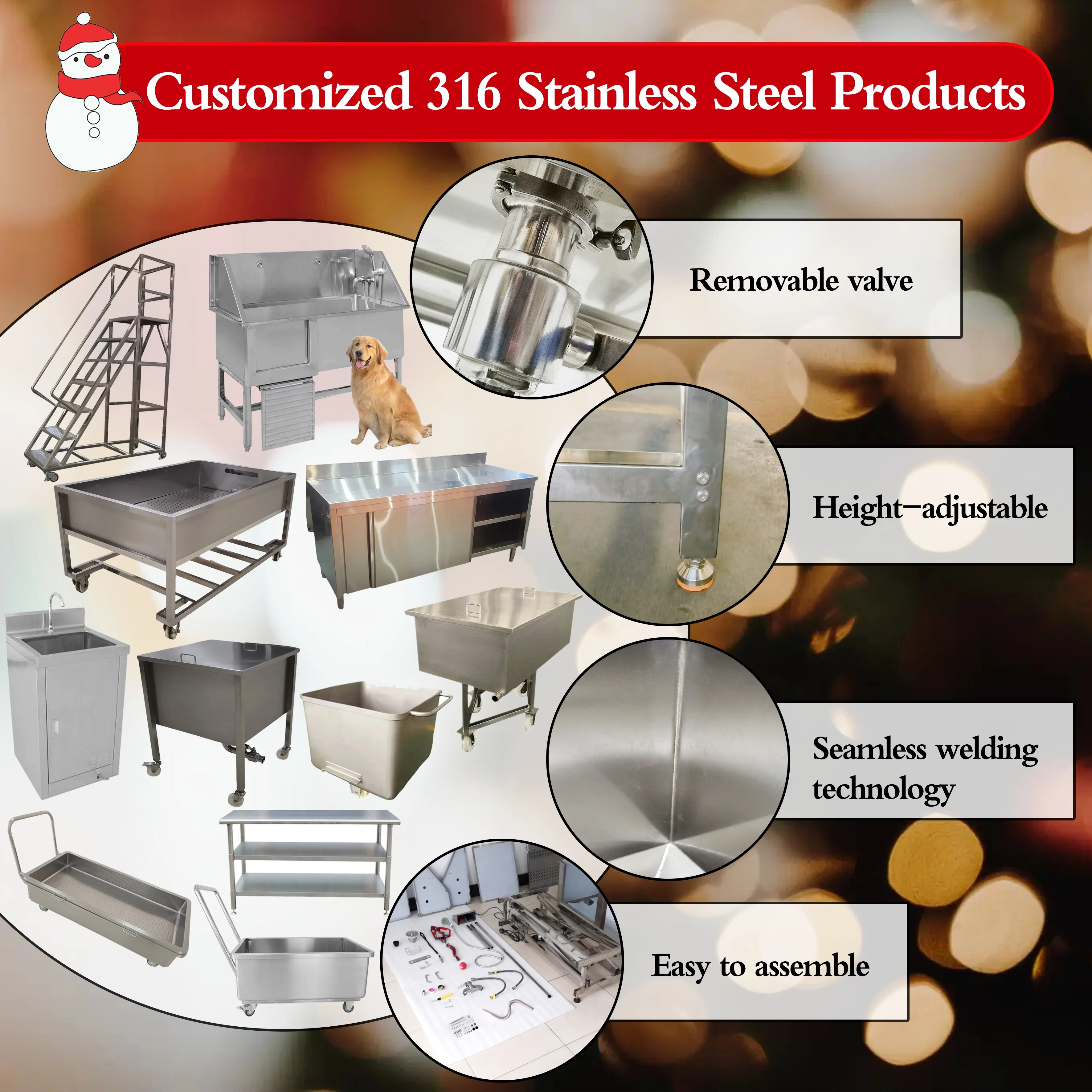 304 Stainless Steel Service Trolley for Meat Transport