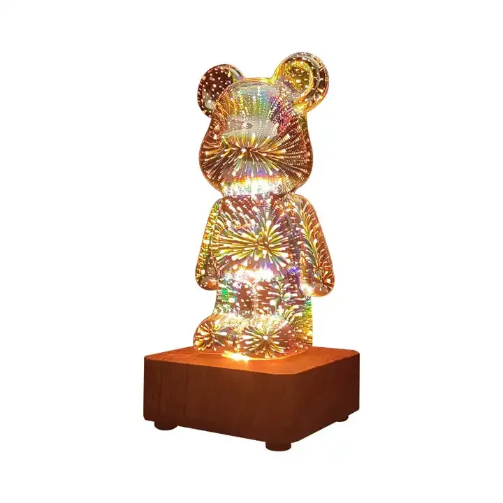 Bear Style Led Colorful Bear Table Lamp Romantic Creative 3d Glass ...