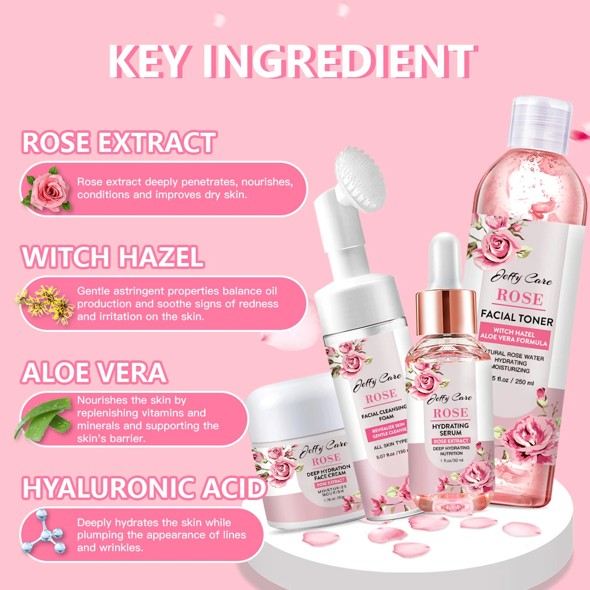 Custom Natural Rose Skin Care Set - Anti Aging & Lightening