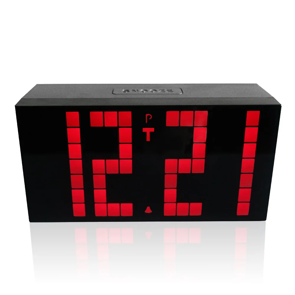 4 Digits Large Big Number Jumbo Led Snooze Wall Desk Big Pixel Alarm ...