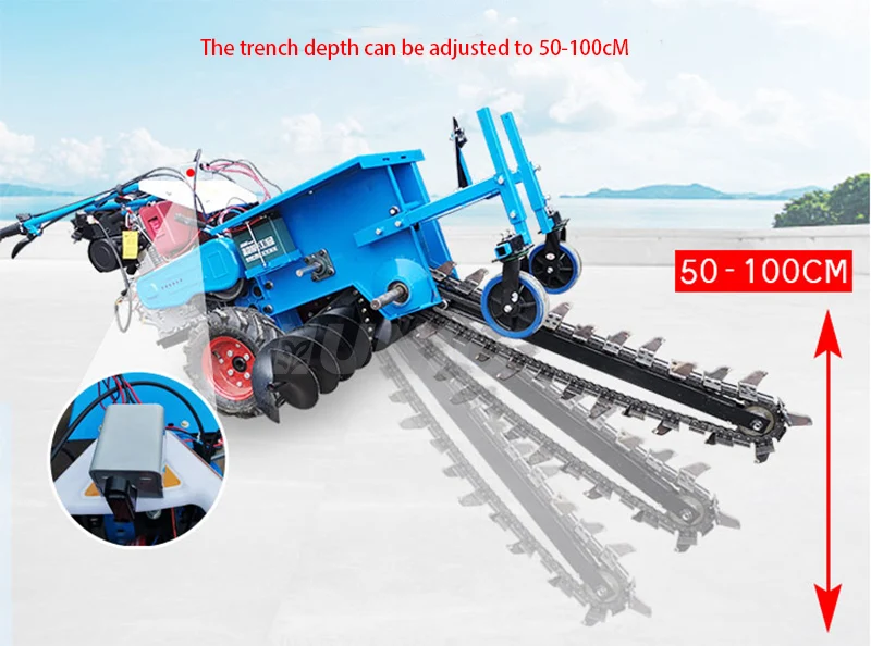Small Trenching Machine Mini Chain Trencher Cable Pipe Ditcher Chain ...