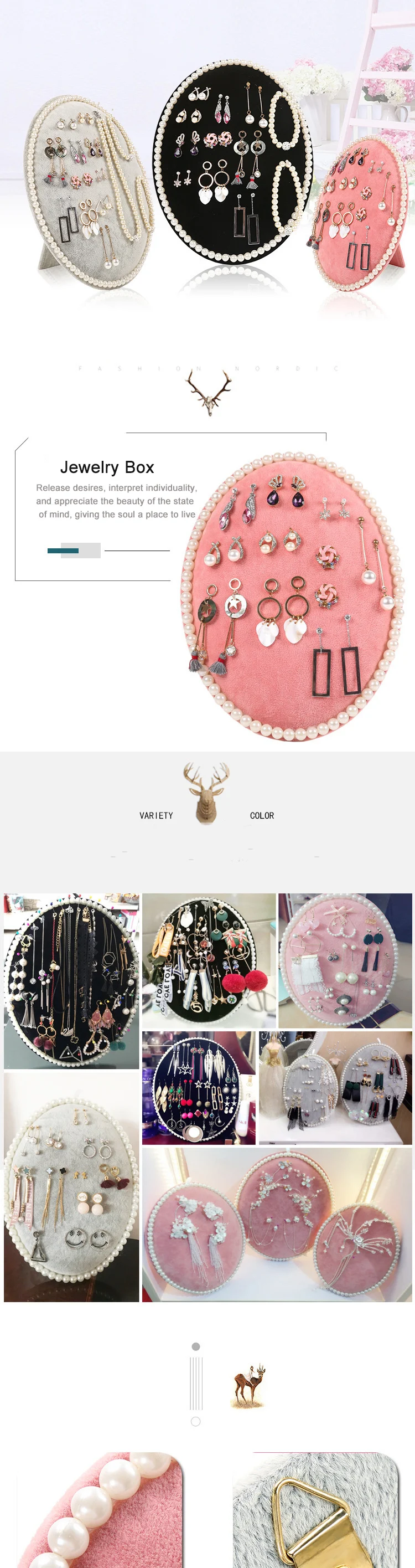 Oval Pearl Jewelry Display Stand Board Earring Necklace Stand Pendant ...