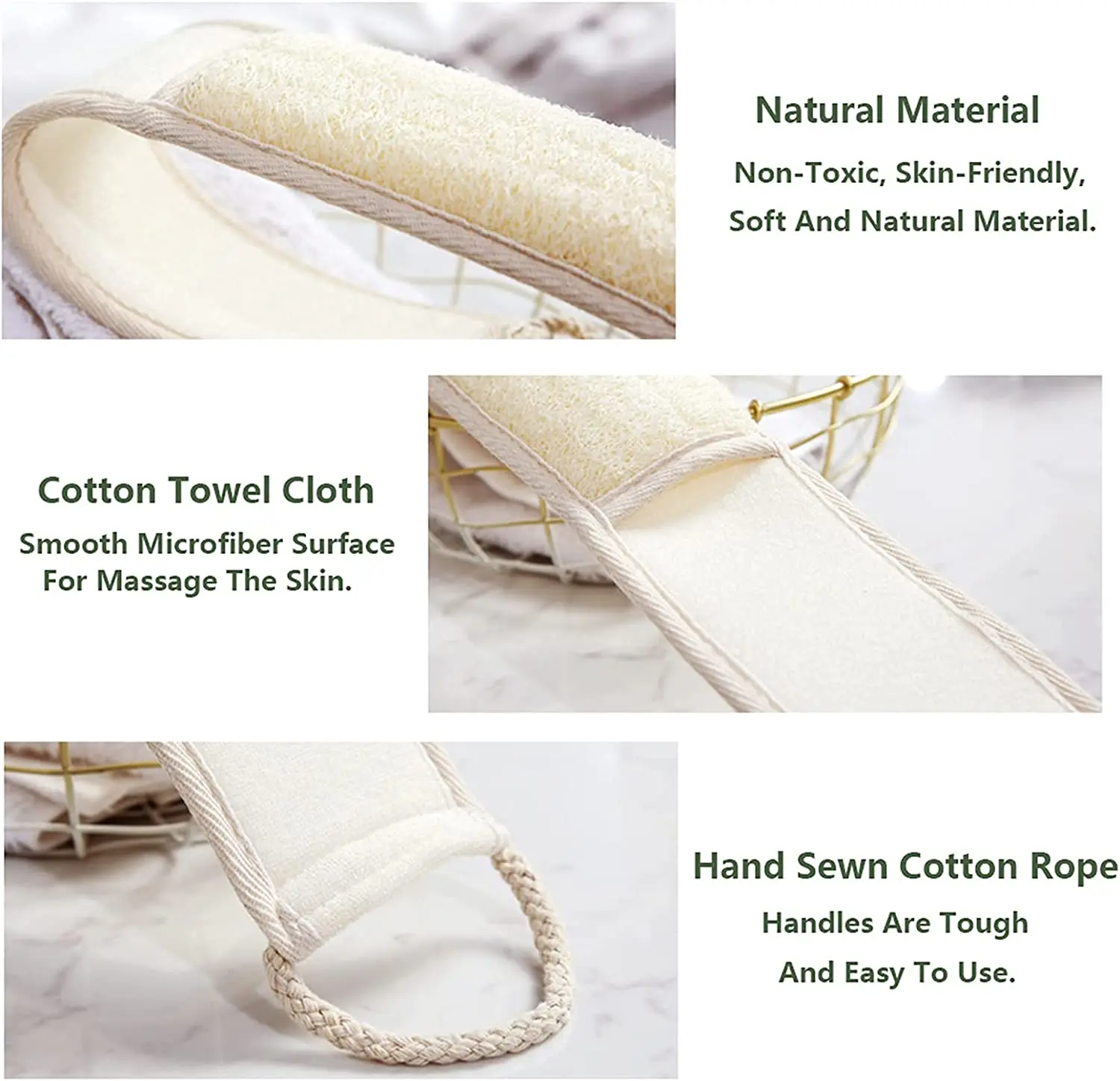 Natural Loofah Exfoliating Back Scrubber For Shower Set (large),Loofah ...