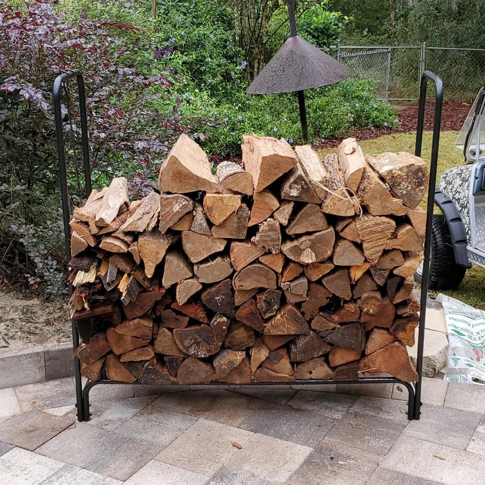 Heavy Duty Metal Wood Storage Log Holder Fire Wood Rack Shelf Outdoor ...