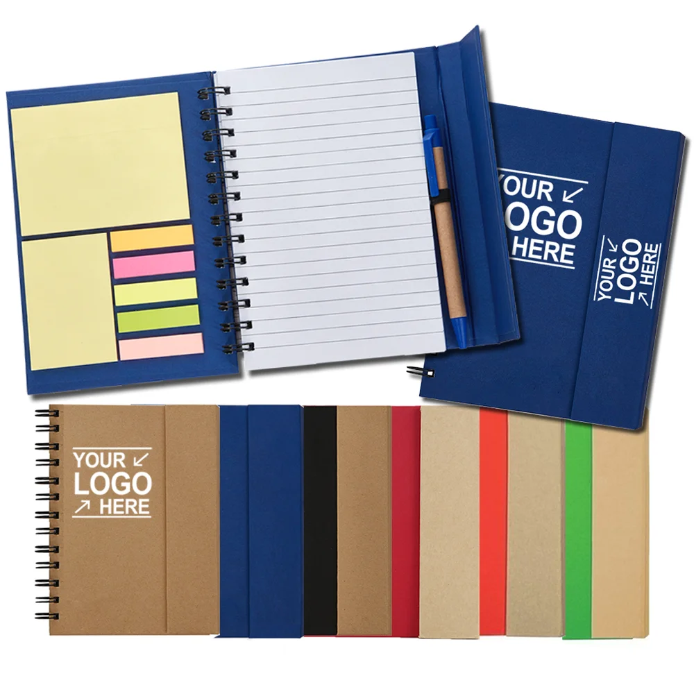 Custom Logo Vintage Kraft Paper Coil Sketch Notebook Notepad Memo Pad ...