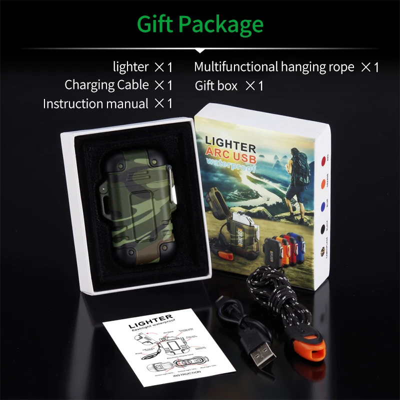 2020 Plasma Arc Lighter Waterproof Lighter Electric Dual Arc ...