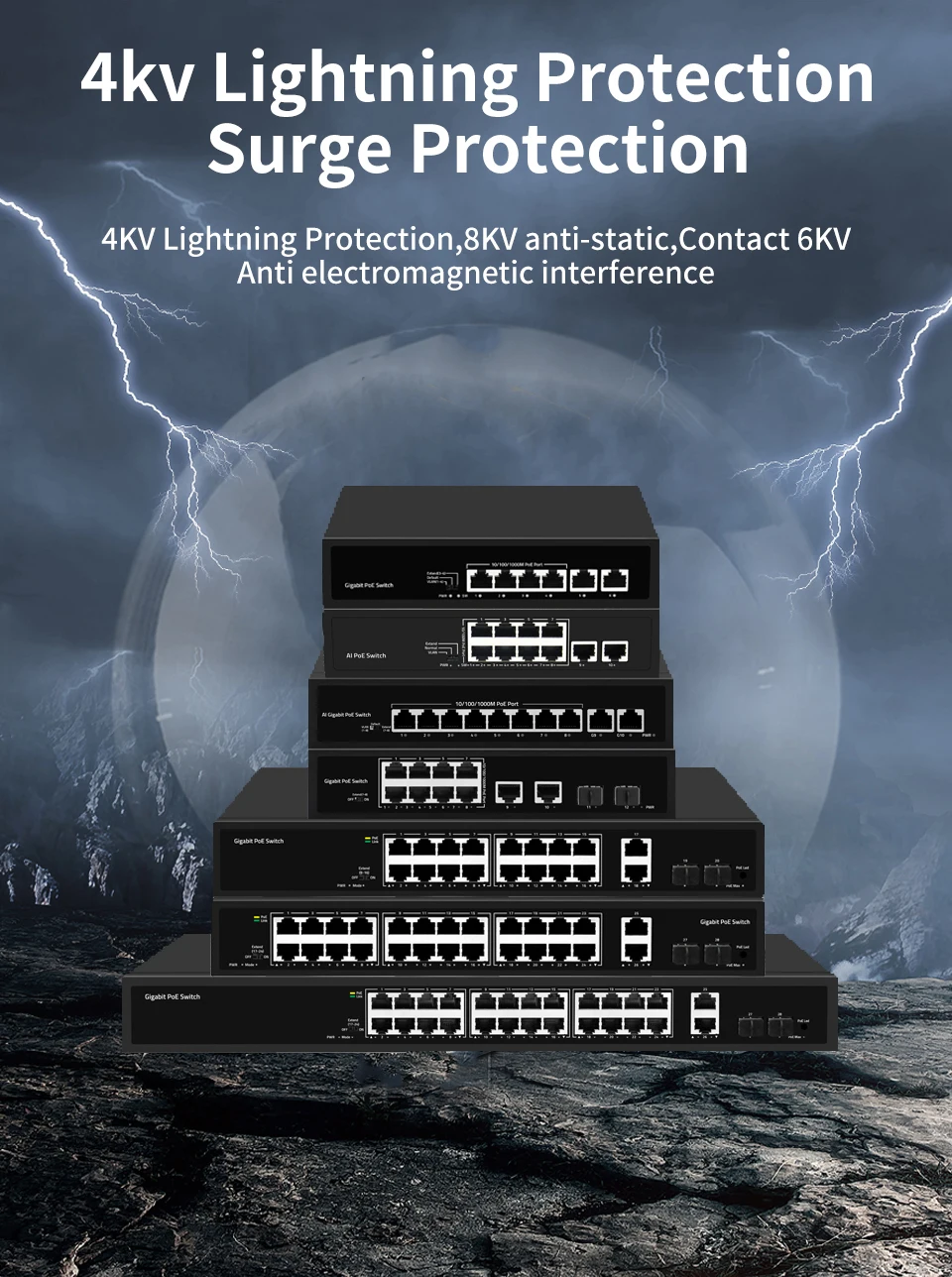 48v 1000mbps 8 Port Poe Switch With Watchdog Functions For Hikvision Cameras - Buy Poe Switch 8 ...