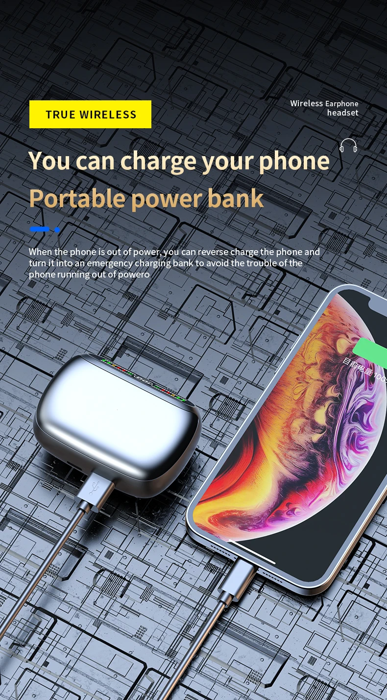 BQ50 Wireless Headphones - Sports Earphones with Power Bank