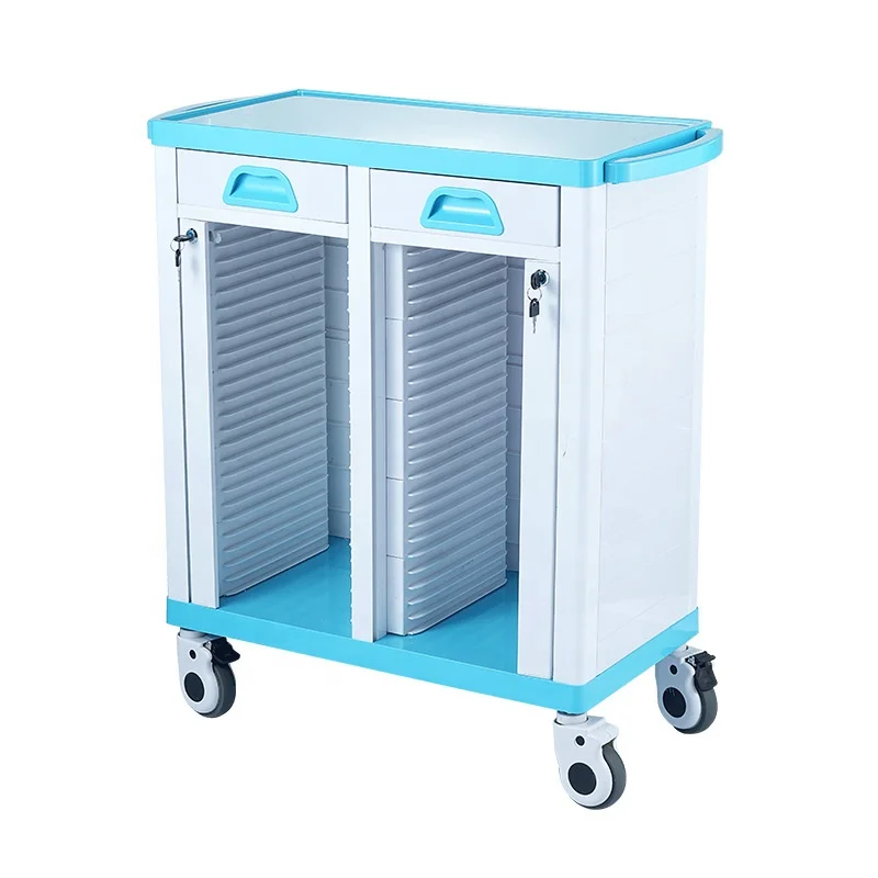 Wholesale Abs Mobile Patient Record Trolley Double Rows Hospital Case ...