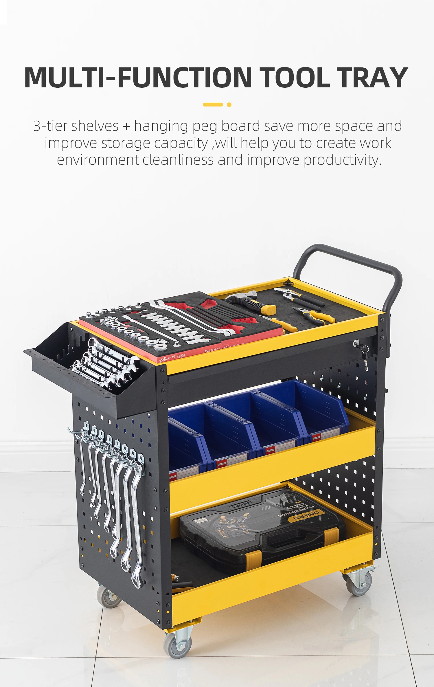 Multifunctional Tool Cart Utility Tool Cart Rolling Mechanic Tool Cart Storage Organizer For ...