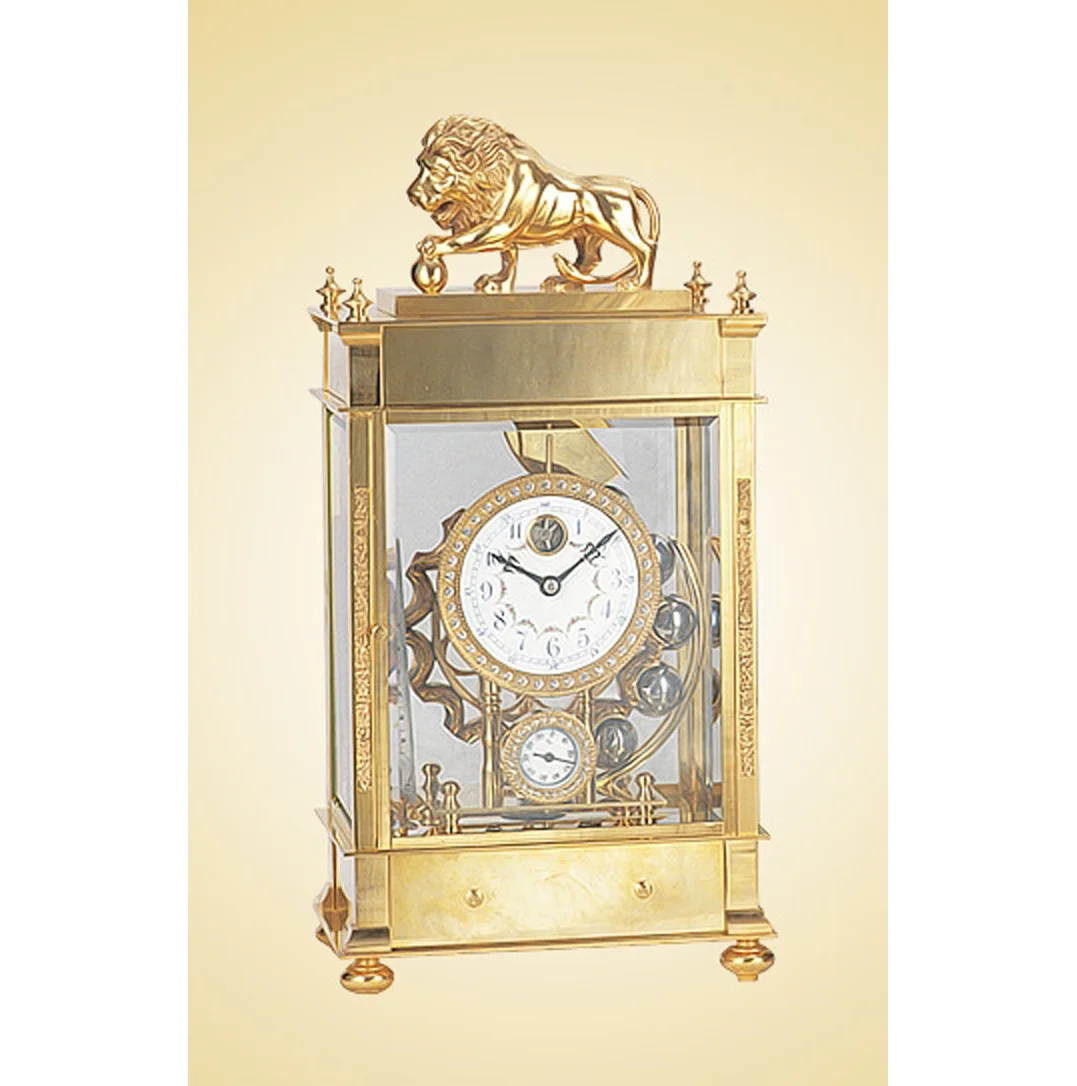 French Style Brass Case Lion Figure Clock - No Wind