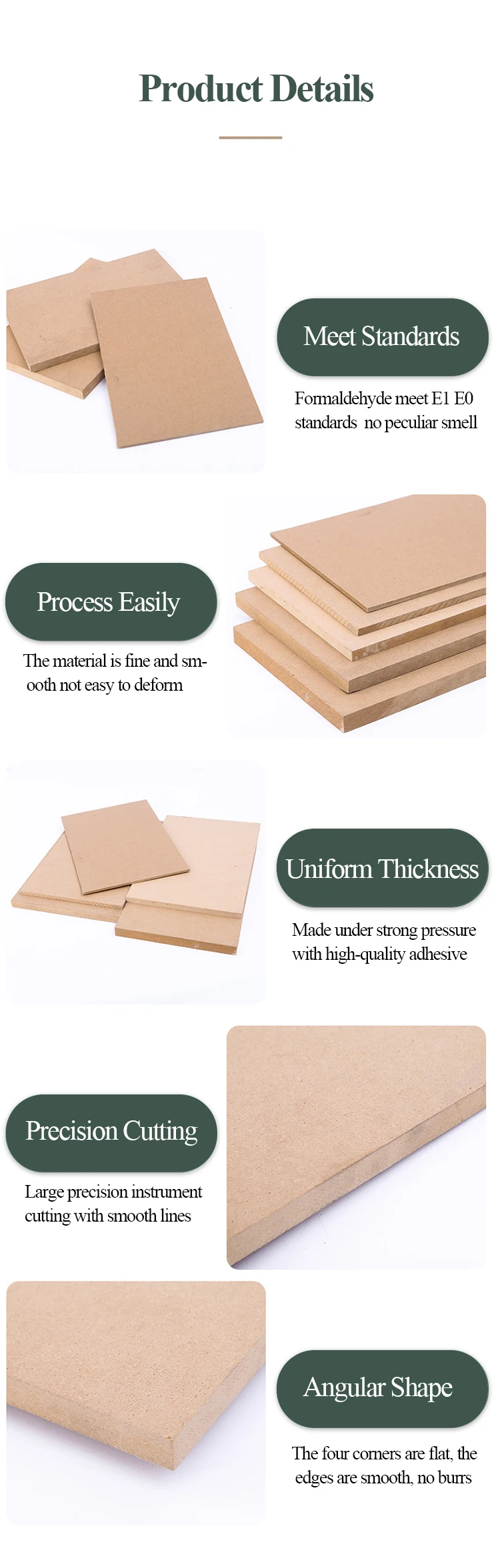 2.5mm 3mm 4mm 5mm Soft Board Mdf Board Support Double Melamine Pattern ...