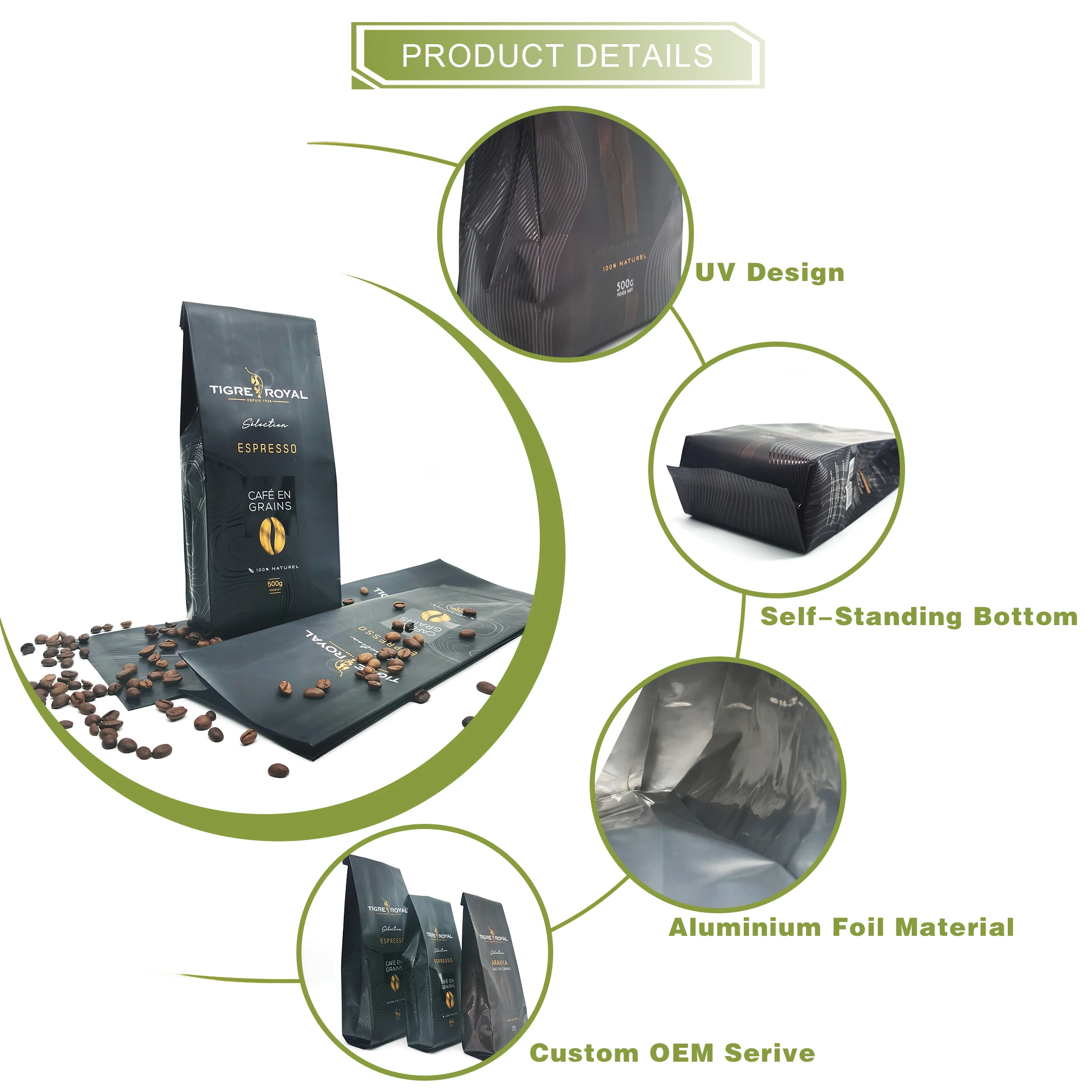 Aluminium Foil Ground Coffee Packaging Bag - Heat Sealable