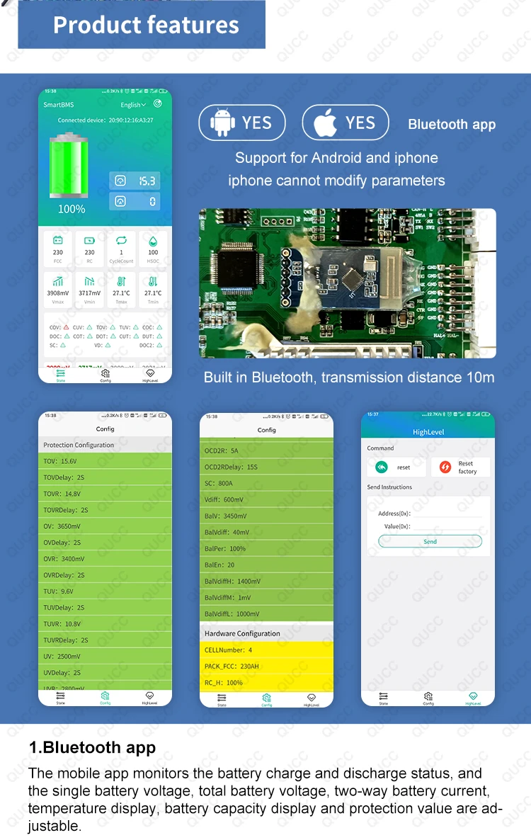25S~32S Smart BMS with High Voltage DC Relay & Communication
