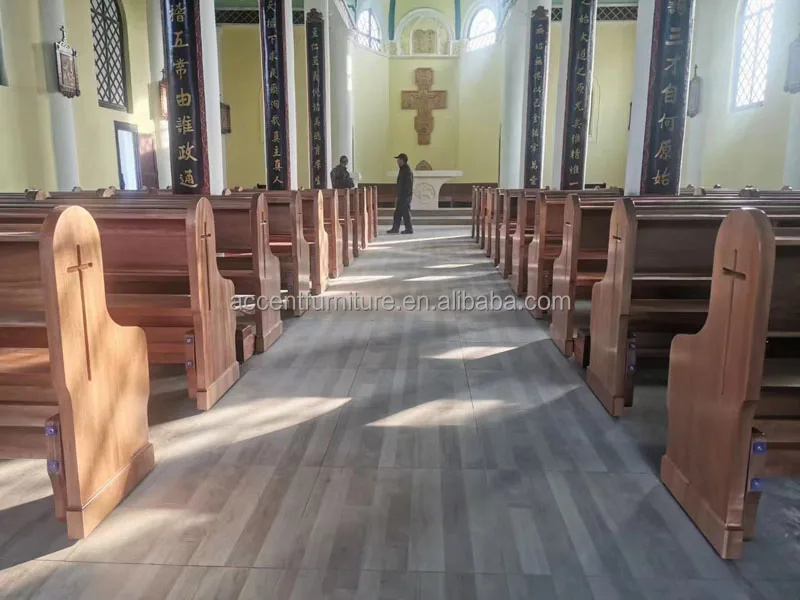 Customizable Solid Wood Bench for Church Auditories - Ideal for ...